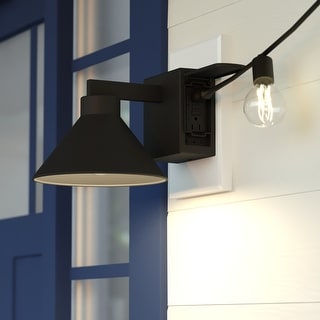 VAXCEL Sumner 6.75 in. H Black Dusk to Dawn Outdoor Wall Sconce Light ...