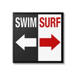 Stupell Swim Surf Arrows Sign Ocean Coastal Words Canvas Wall Art ...