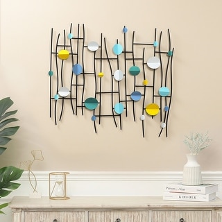 Multi-Color Discs & Black Ladder Metal Abstract Wall Decor - Bed Bath ...