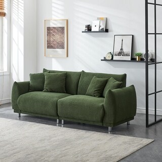 Modern Sofa with Soft Fabric Upholstery, 3-Seat, Includes Cushions ...