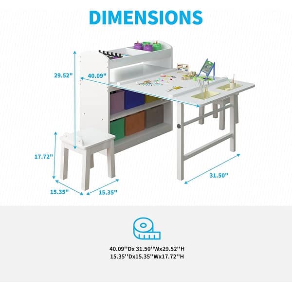Kids Art Table and 2 Chairs,Kid Craft Table with Supplies Storage ...