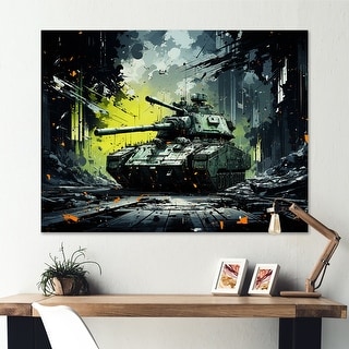 Designart "Abstract Military Tank Double Cannon" Military Wall Art ...