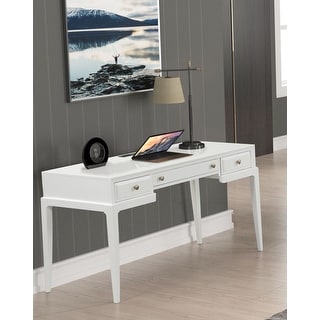 Renascence 3-Drawer Writing Desk with Power Plug, Pearlized White - Bed ...