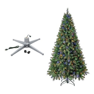 Home Heritage Rotating Tree Stand Base with Cascade Quick Set 7-Ft Pre ...