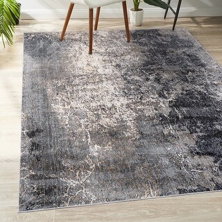 Eros Collection Abstract Grey Dark Blue Area Rug - Bed Bath & Beyond ...