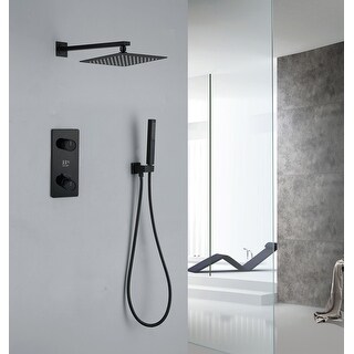 2 Functions Black/Gold Shower System with 10'' Rotatable Shower head ...
