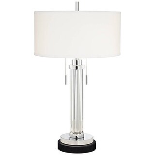 Modern Table Lamp with Round Black Riser 30" Tall Glass Roda Bedroom ...