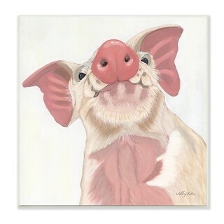 Stupell Pink Pig Snout Adorable Farm Hog Painting Wood Wall Art, 12 x ...