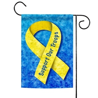 Blue and Yellow Support Our Troops Outdoor Garden Flag 18" x 12.5 ...
