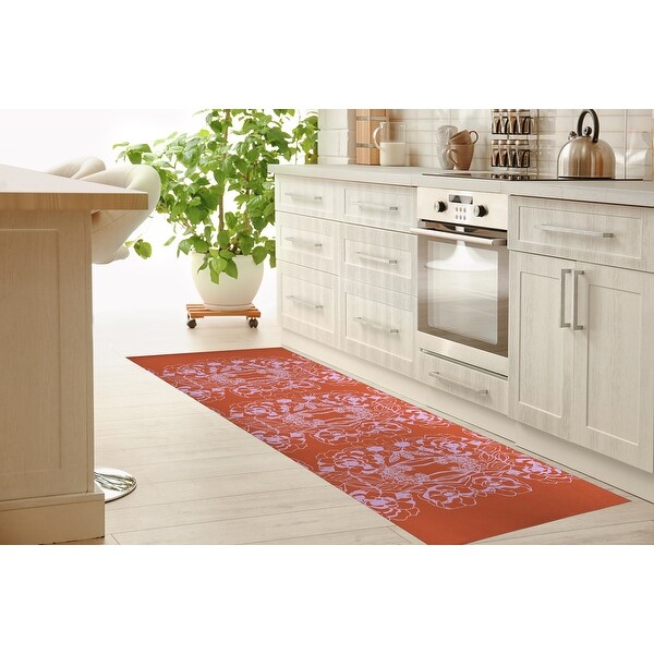 WOODBLOCK FLORAL ORANGE Kitchen Mat by Kavka Designs Bed Bath Beyond 30586030