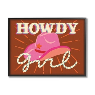 Stupell Howdy Girl Cowboy Hat Phrase Framed Giclee Art by Deborah ...