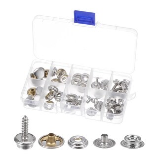 10Sets Canvas Snap Kit Copper Metal with Storage Box, Silver Tone ...