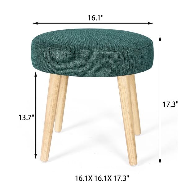 Adeco Round Linen Foot Stool Ottoman Solid Wood Legs Upholstered - Bed ...