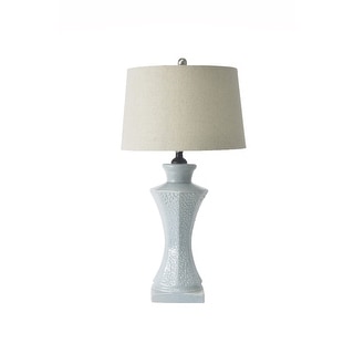 Diva 29 in. Mist Blue Transitional Modern Bedside Ceramic Table Lamp ...