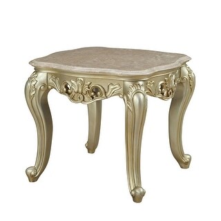 Square Marble Top End Table in Antique White - Bed Bath & Beyond - 36813488