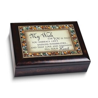 Curata My Wish For You Sentiment Jeweled Amber Resin Music Box (Plays ...