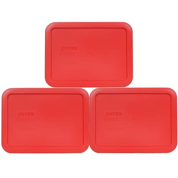 3-Pack Red Rectangle Plastic Replacement Lid Covers for 3-Cup Dish, BPA ...