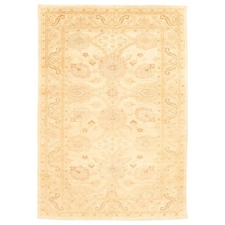ECARPETGALLERY Hand-knotted Antalya Vintage Cream Wool Rug - 6'2 x 8'10 ...