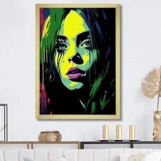 Designart "Popart Emerald Eilish Portrait" Pop Art Framed Canvas Wall ...