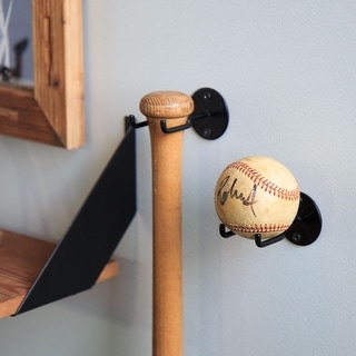 Wallniture Sporta Baseball Bat and Ball Holder, Steel, Black (Set of 2 ...