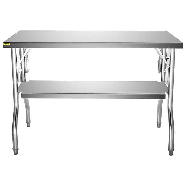 VEVOR Stainless Steel Folding Commercial Prep Table with Undershelf ...