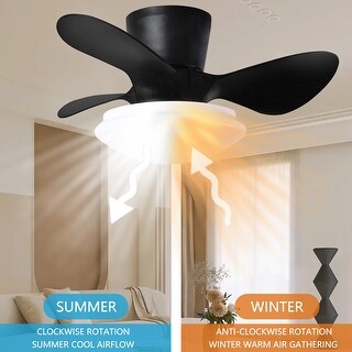 24" Flush Mount Noiseless Ceiling Fans with Light and Remote Control ...