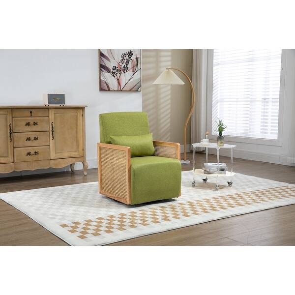 Linen Fabric Accent Arm Chair 360 Degree Swivel Barrel Chair High Back ...