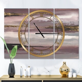 Designart 'Purple Glam Storm II' Glam 3 Panels Oversized Wall CLock ...