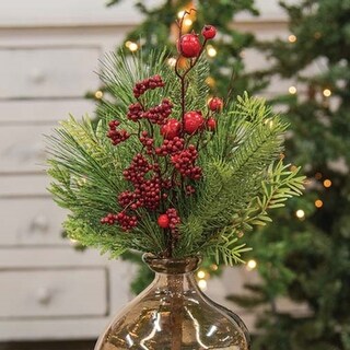 Winter Party Pine & Berry Bush 15" - 10 x 6 x 15 inch - Bed Bath ...