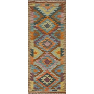 Reversible Multi-Color Kilim Runner Rug Hand-Woven Wool Carpet - 2'3"x ...