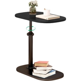 C Shaped Height Adjustable Side Table for Small Spaces, 360° Swivel, Fits Couch Bedside Bathroom ...