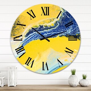 Designart 'Abstract Composition In Yellow and Blue VII' Modern wall ...
