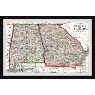 'Vintage Map of Georgia and Alabama' Framed Painting Print - Bed Bath ...
