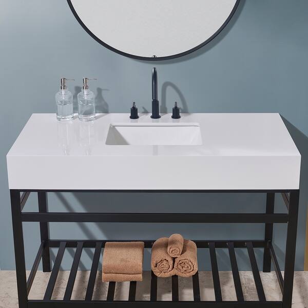 Altair Edolo Bathroom Vanity Countertop in Snow White Apron Finish ...