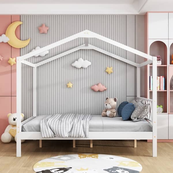 Full Size Wood House Bed with Storage Space - Bed Bath & Beyond - 36762757