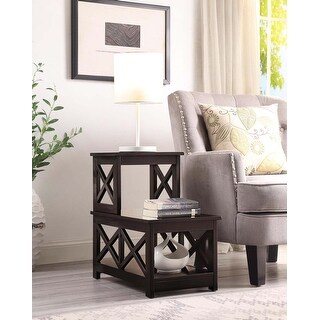 L-Shaped End Table with 3 Shelves, 23.75-inch Wide Contemporary Side ...