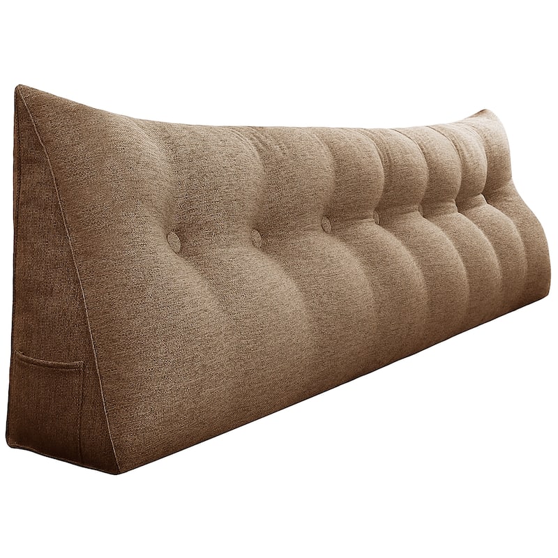 WOWMAX Bed Rest Wedge Pillow Brown Linen Blend Reading Bolster Daybed ...