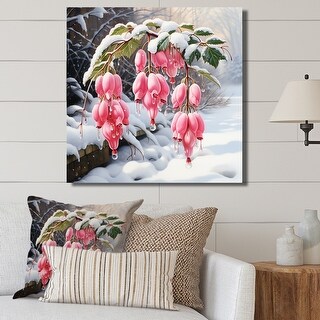 Designart "Pink Fuschia Plant Blossoms In Winter" Fuschia Wall Decor ...