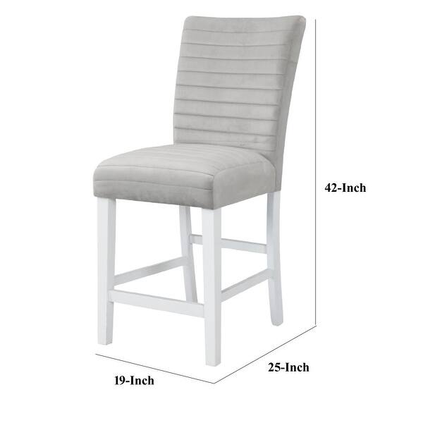 Zav 19 Inch Upholstered Counter Chair, Channel Stitching, Set of 2 ...