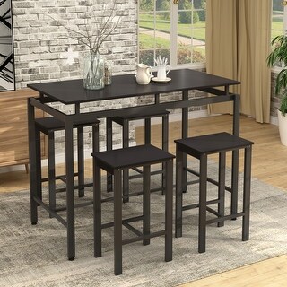 5 - piece set of simple modern black counter table for evening dining ...