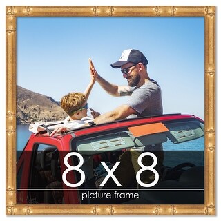 8x8 Frame Gold Bamboo Solid Wood Square Picture Frame with UV Acrylic ...