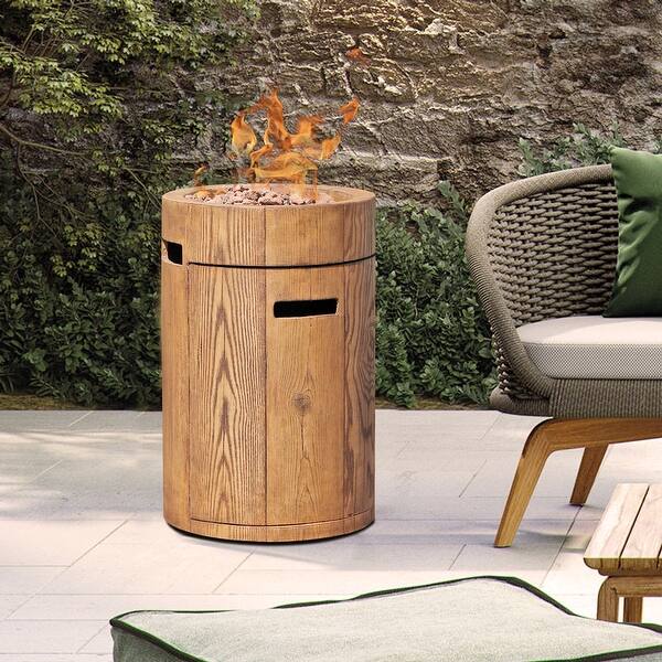 Outdoor Circular Fire Pit Tank Holder with Lava Rocks - Bed Bath ...