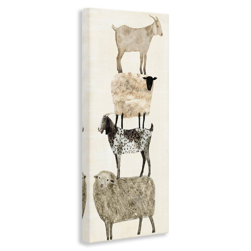 Stupell Fun Stacked Sheep and Goats Farm Animals, Canvas, 10 x 1.5 x 24 ...