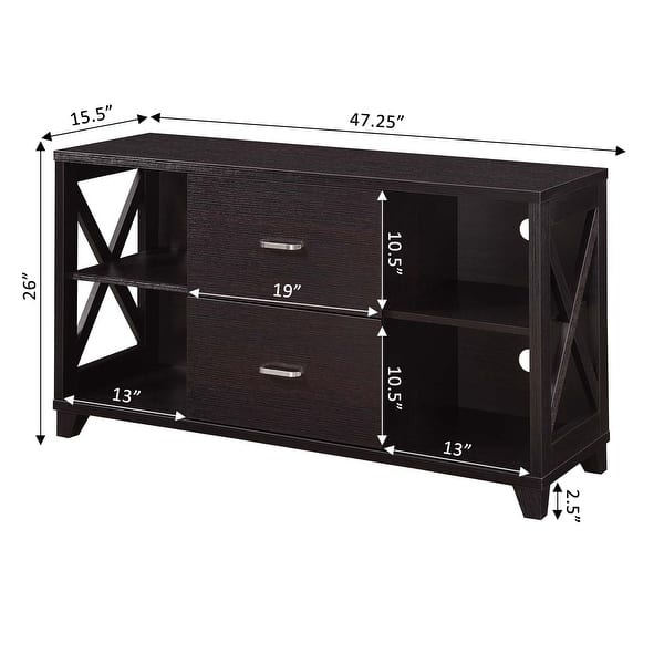 Convenience Concepts Oxford Deluxe 2 Drawer TV Stand with Shelves for ...