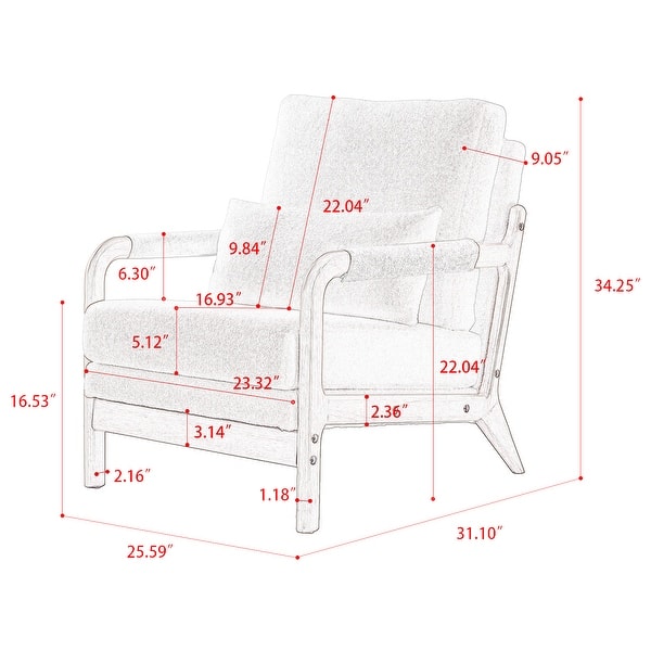 Recline Accent Armchair Single Sofa Chair With Wood Frame for Living ...