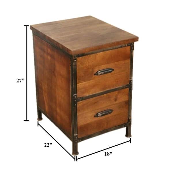 AA Warehousing Solid Wood 2-drawer Handmade Rustic Filing Cabinet/ Side ...