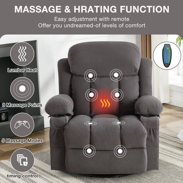 360 Degree Swing and Rotation Recliner Massage Heated Sofa - Bed Bath ...