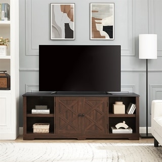 Modern High Quality TV Media Stand for TV Up to 80" with Open Shelves ...