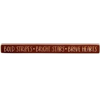 Bold Stripes Bright Stars Brave Hearts Wooden Block Decorative Sign ...