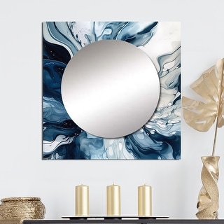 Designart "Blue Grey Ethereal Elixir I" Modern Wall Mirror - Abstract ...